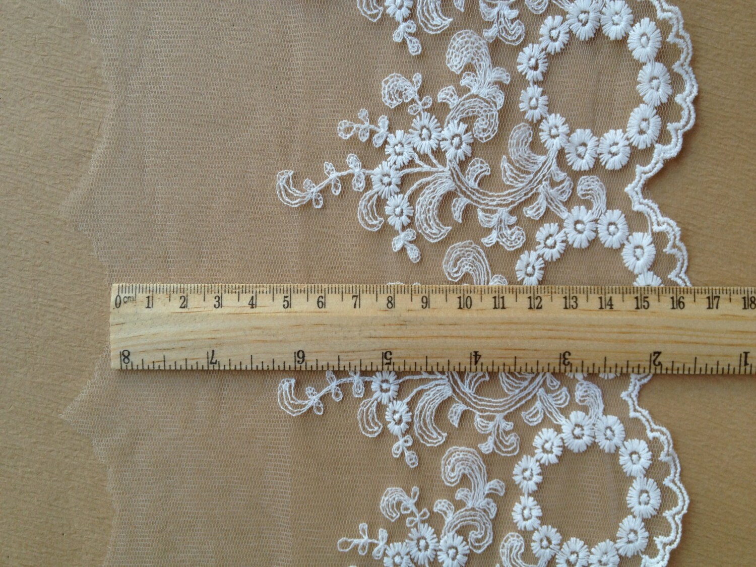 White Embroidered Mesh Lace Trim Retro Florals Fabric Lace 6.49 Inches ...