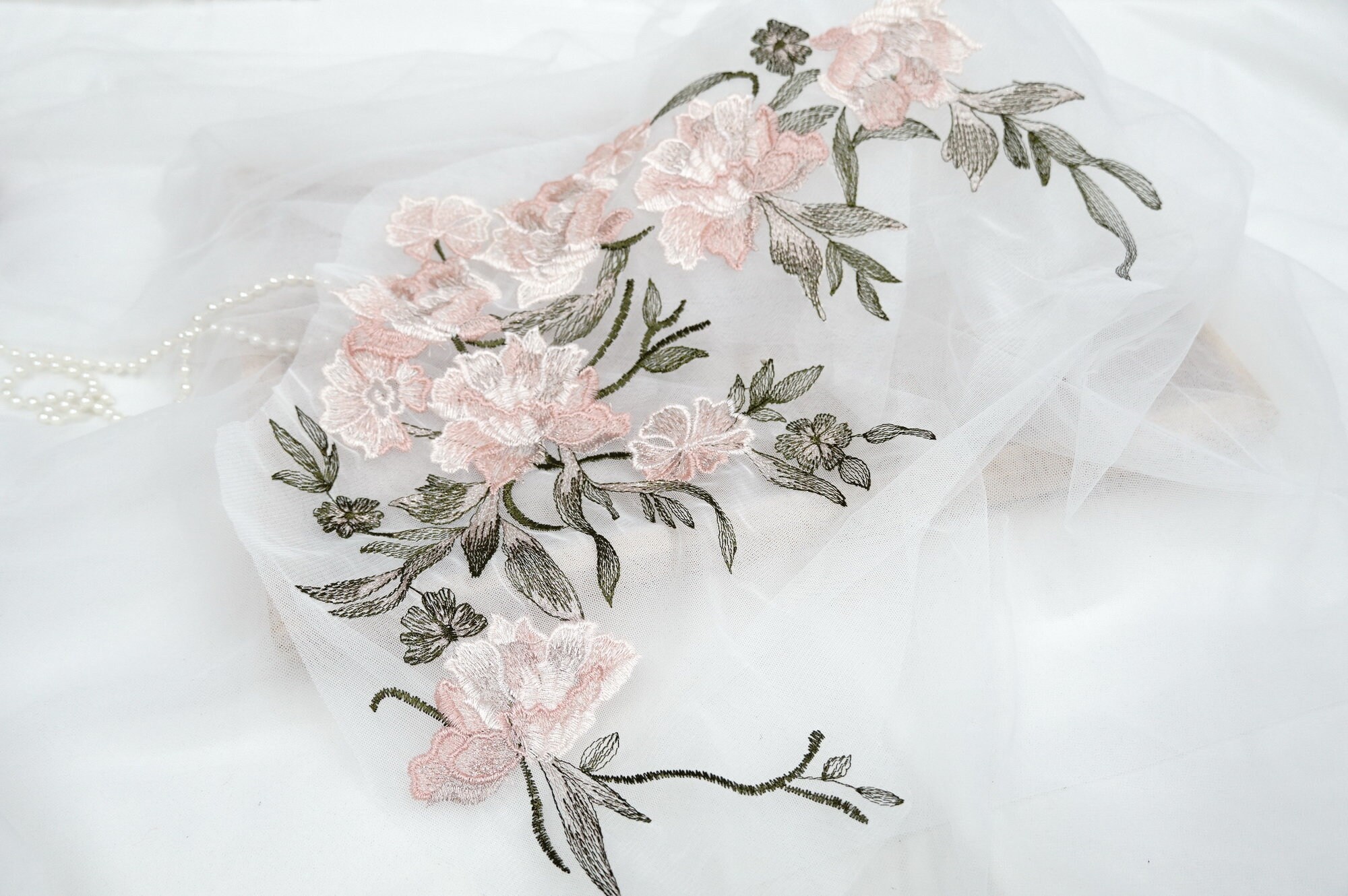 Pink Rose Flower Applique With Green Leaf Trim Applique for | Etsy