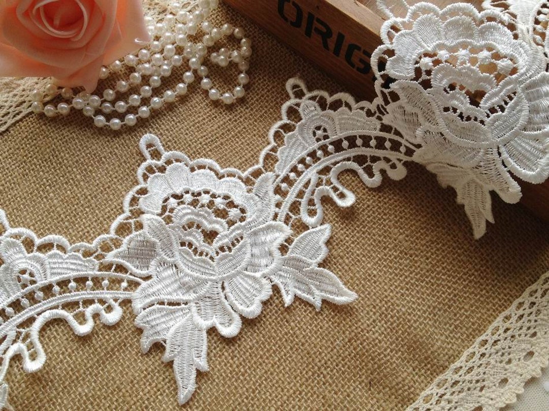 White Venice Rose Lace Trim Wedding Dress Lace Trim Bridal Lace 2 Yards ...