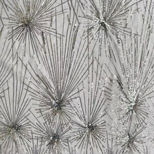 Chic Fireworks Design Lace Sequins Embroidered Mesh Fabric for Wedding ...