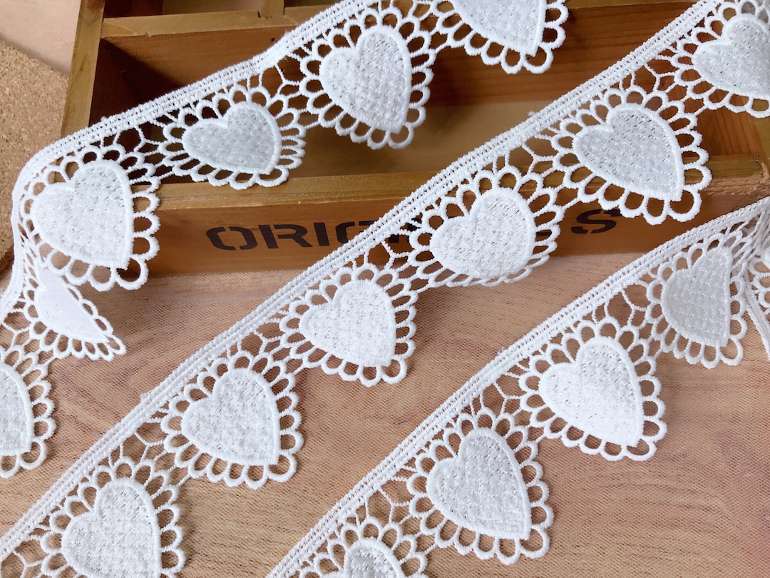 Venice Lace White Love-hearts Lace Trim for Weddings, Bridal Garters ...