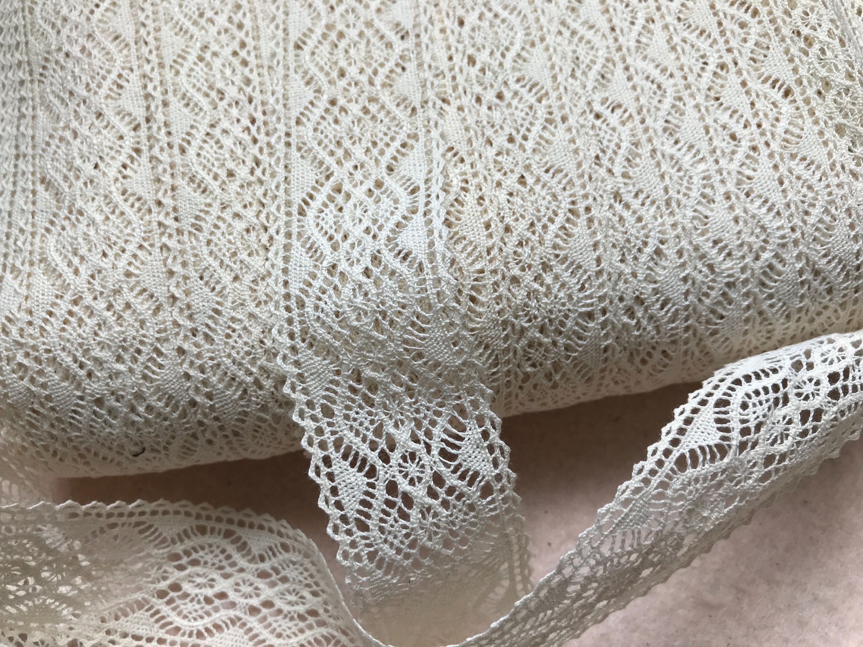 Ecru Cotton Lace Crochet Ribbon Lace Antique Insertion Lace | Etsy
