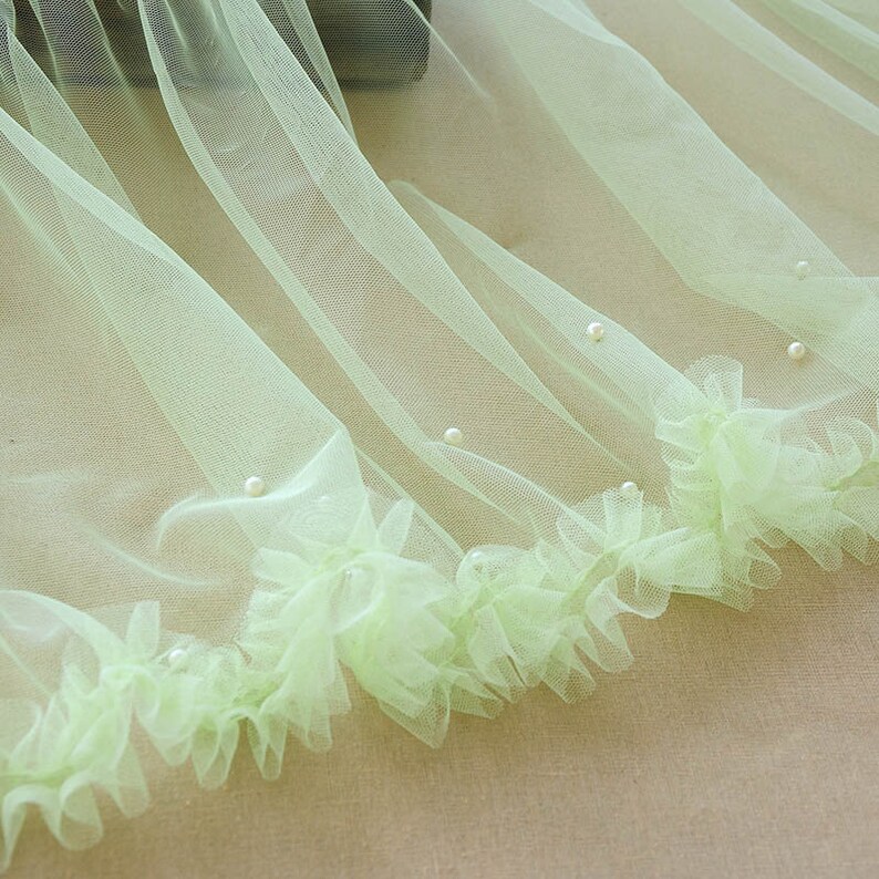 Soft Ruffled Trim With Pearls Pleated Mesh Lace for Weddings - Etsy