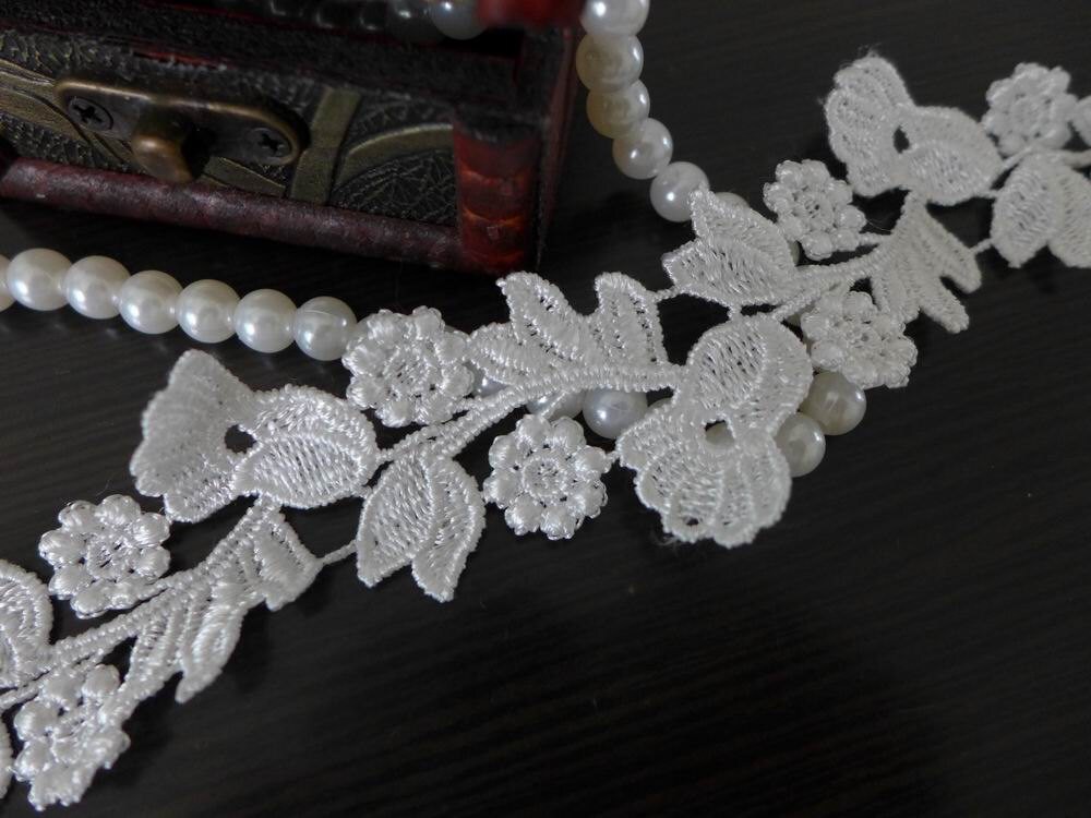 Delicate White Embroidery Venice Lace Trim With Grape Design - Etsy