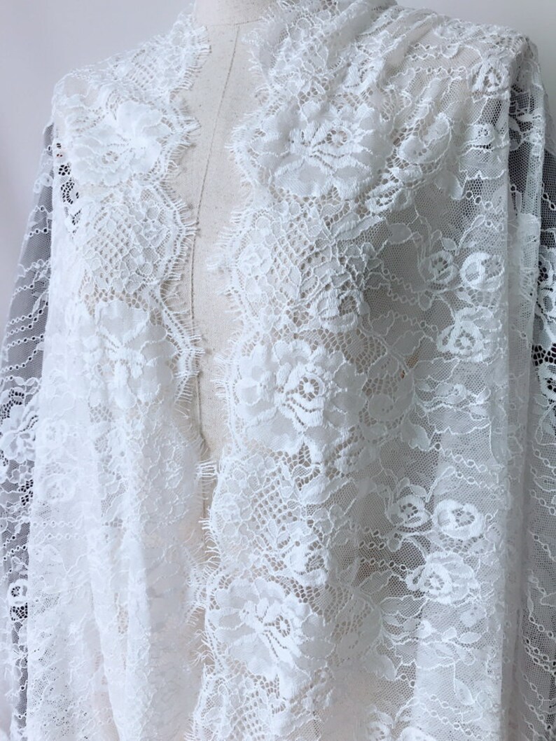 Elegant French Chantilly Lace White Floral Scalloped Lace | Etsy