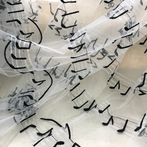Music Note Fabric, Musical Notes Tulle Fabric, Black Note and off White ...