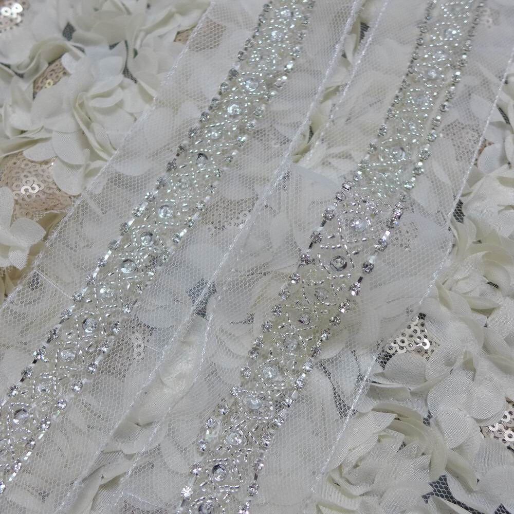ONE Yard Shiny Rhinestone Beaded Trim for Bridal Sash Wedding - Etsy