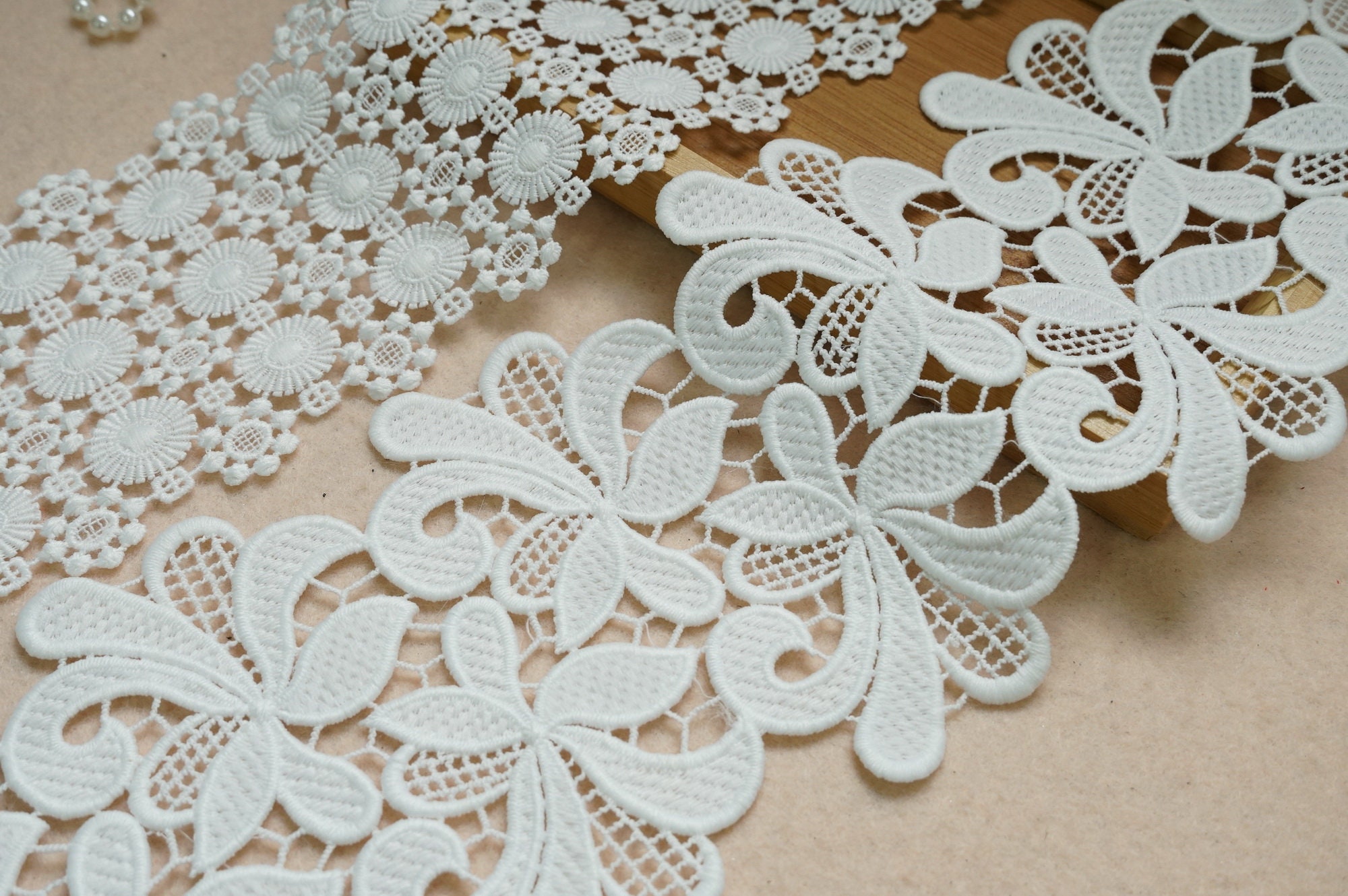 Venice Lace Circle Trimming Lace White Flower Lace Trim for | Etsy