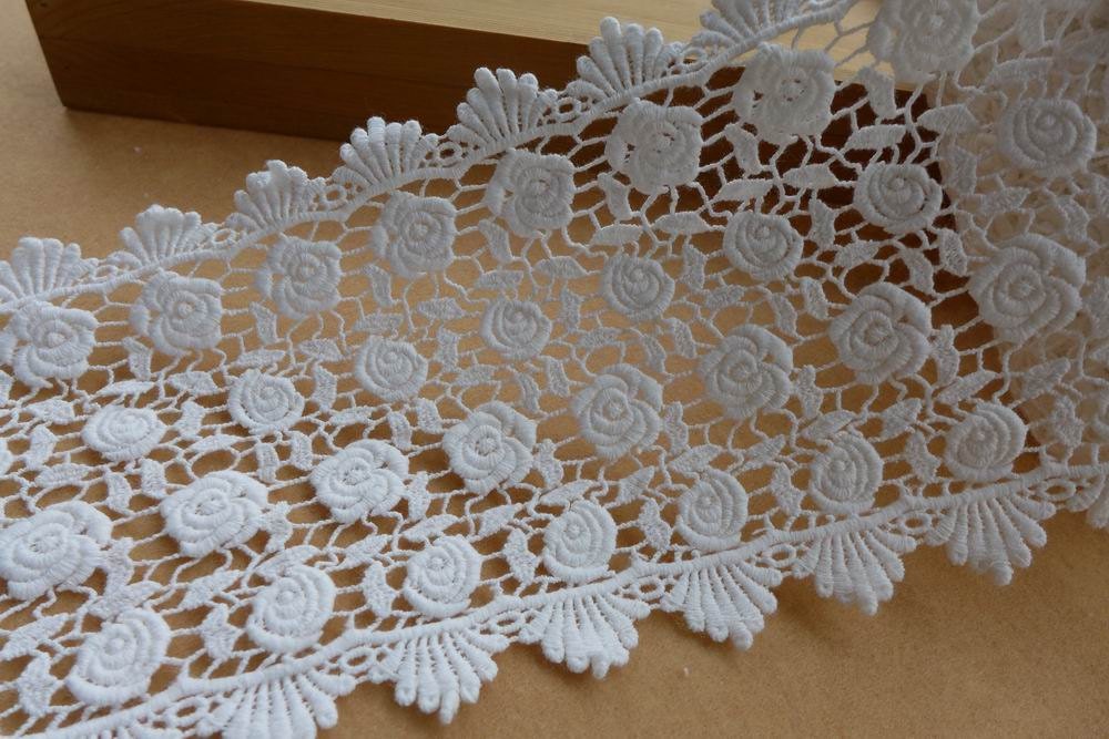 White Cotton Lace Retro Crochet Lace Trim Roses Trim Scalloped | Etsy