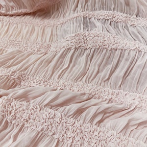 Soft Stretch Frilly Fabric Light Pink Ruffled Chiffon Fabric for Ball ...