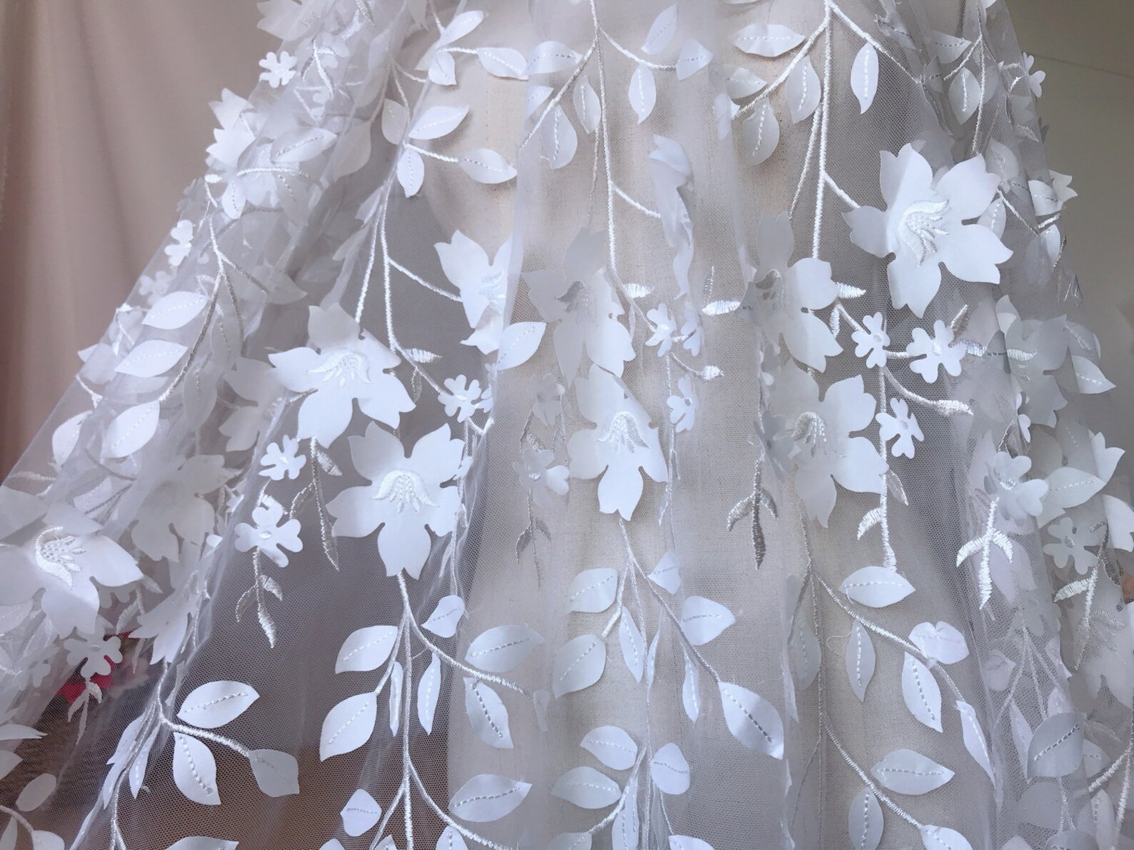 Ivory Floral Embroidery Blossom Fabric by Yard Exquisite | Etsy