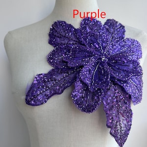 3D Applique Beaded Embroidered Flower Applique for Lyrical Dance ...