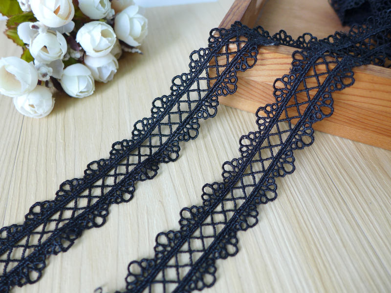 Black Lace Venice Scalloped Lace Trim Crochet Lace Fabric - Etsy UK