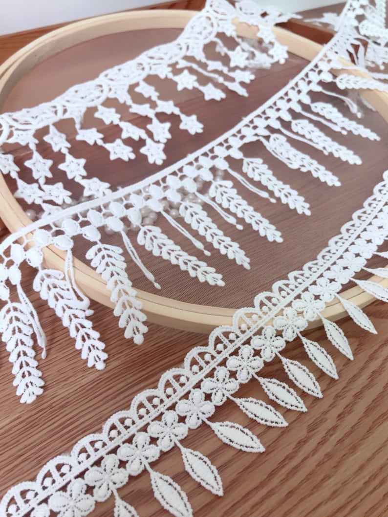 Fringe Lace White Stars Tassel Lace Teardrop Macrame Lace - Etsy
