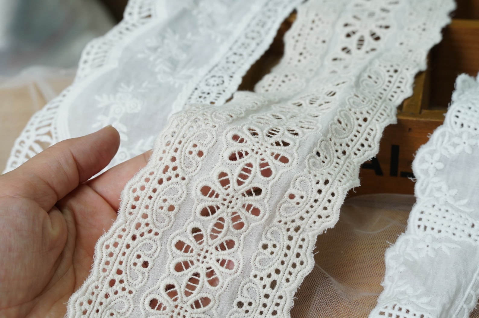 Cotton Lace Scalloped Lace Trim Eyelet Trim Cotton Lace | Etsy