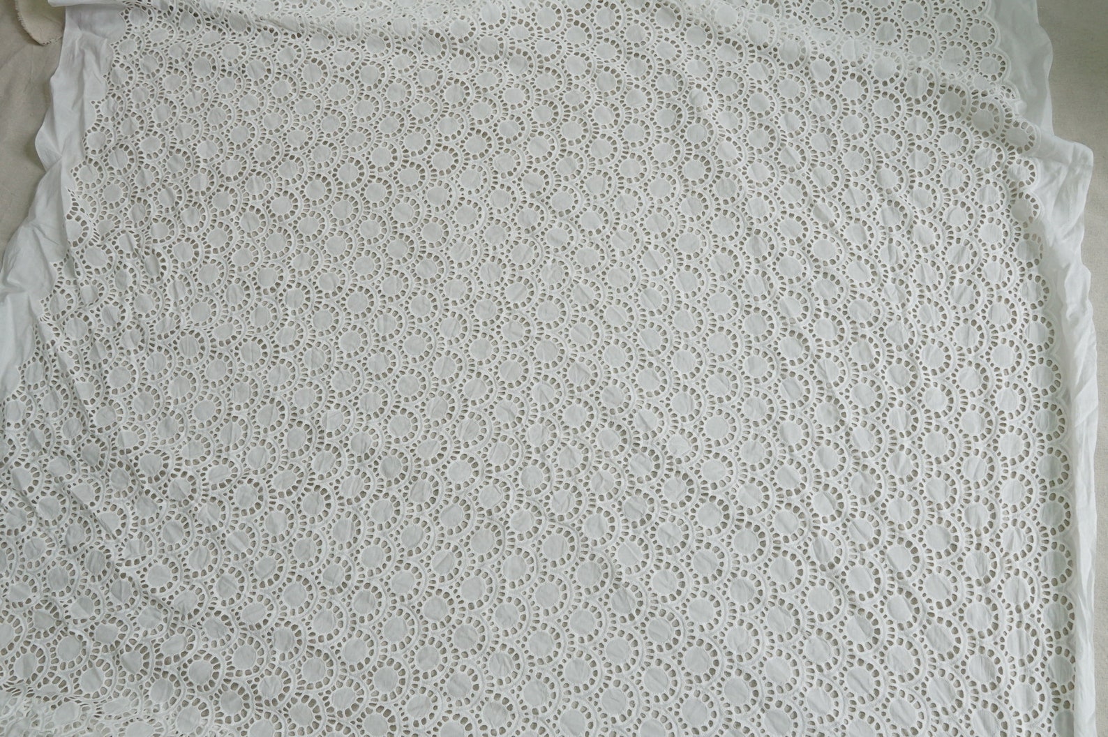 Cotton Fabric Off white Circle Pattern Fabric Cotton | Etsy