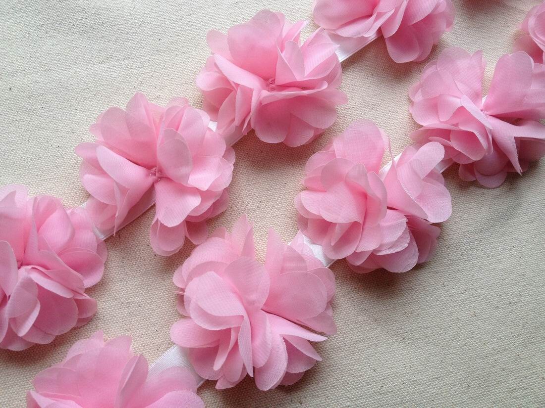 Pink Chiffon Flower Lace Trim Wedding Bridal Chiffon Trim | Etsy