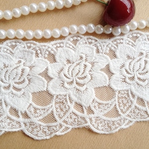 White Rose Lace Embroidered Mesh Lace Trim for Bridal Supplies, Altered ...