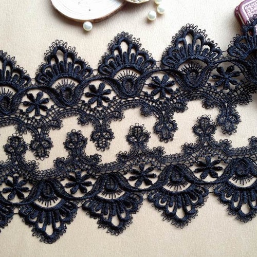 Black Lace Venice Lace Trims Vintage Cotton Lace Trim 1 Yard | Etsy