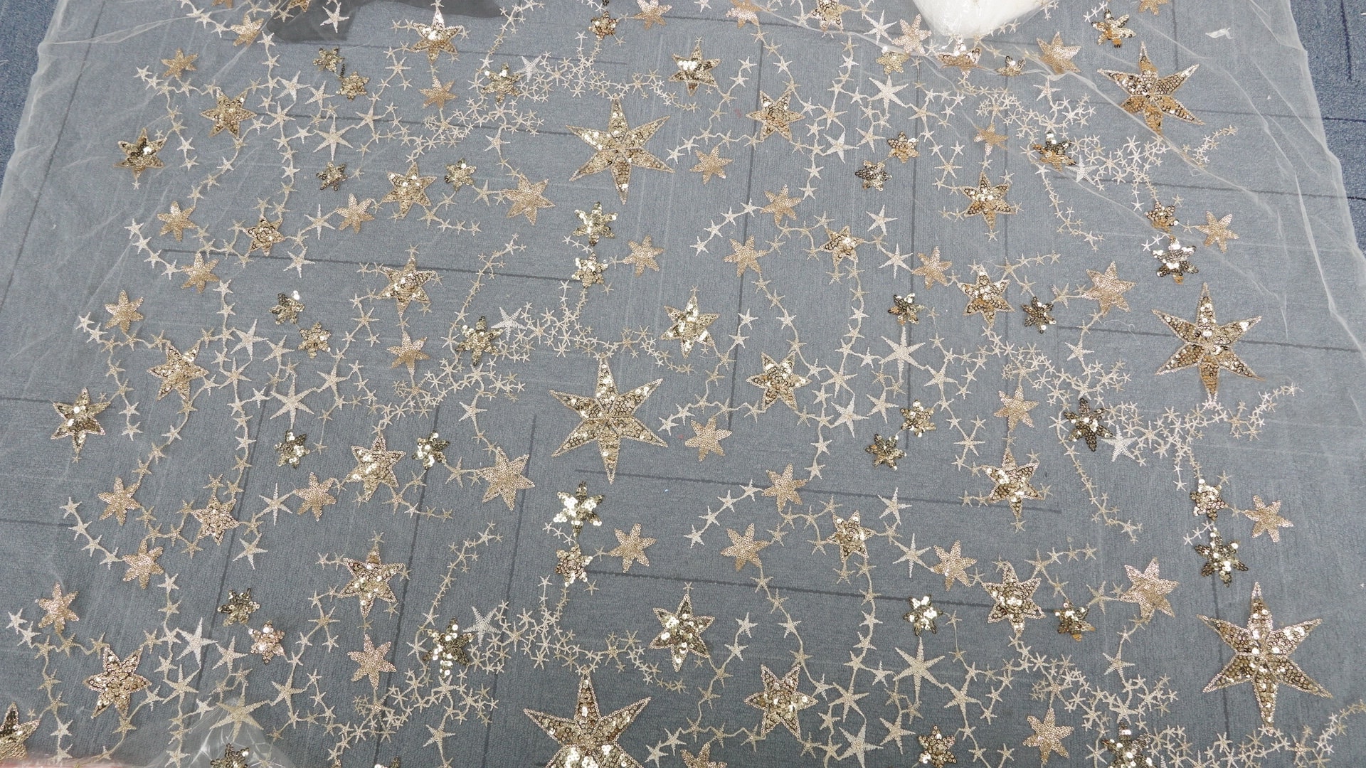 Star Fabric Sequin Lace Fabric Beautiful Stars Design - Etsy