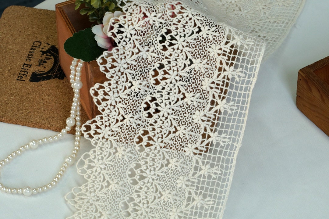Cotton Trim Crochet Style Lace Trim Beige Cotton Scalloped Lace ...