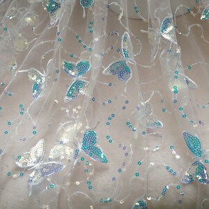 Butterfly Fabric, Soft Tulle Butterflies Embroidered Lace Fabric ...