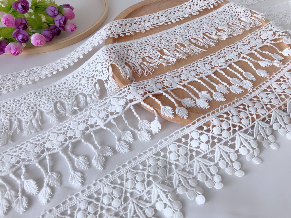 Cotton Lace 2 Yards off White Fringe Tassels Lace for Lace - Etsy