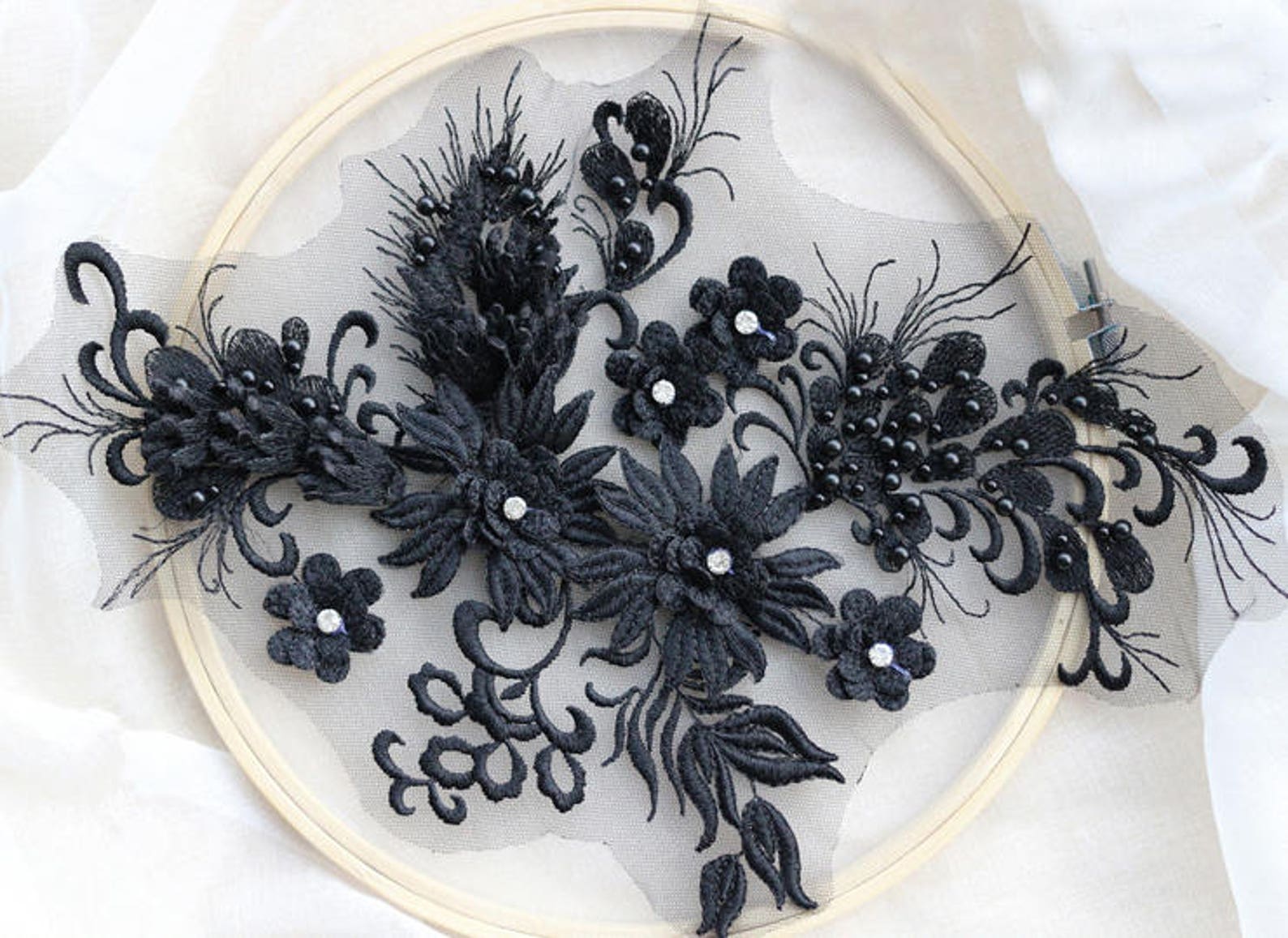 3D Flowers Lace Applique Beaded and Embroidered Appliqué | Etsy
