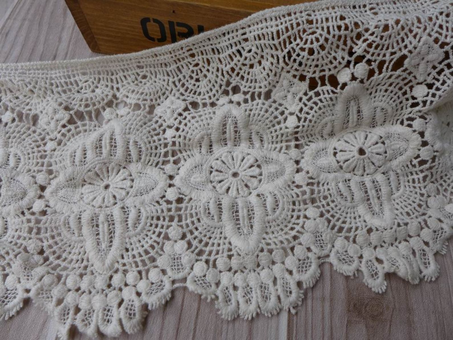 WIDE Cotton Lace Trim Vintage Beige Crochet Lace Scalloped - Etsy