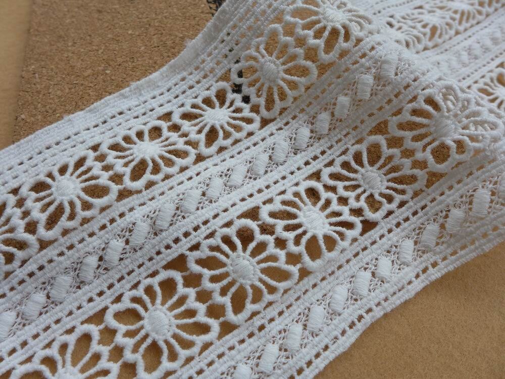 VINTAGE Lace Trim in White Wide Cotton Lace Retro Hollow - Etsy