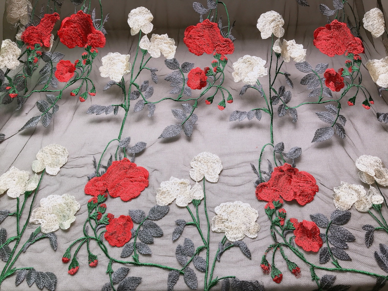 Rose Lace Fabric Multicolor Embroidery Flowers Fabric for | Etsy