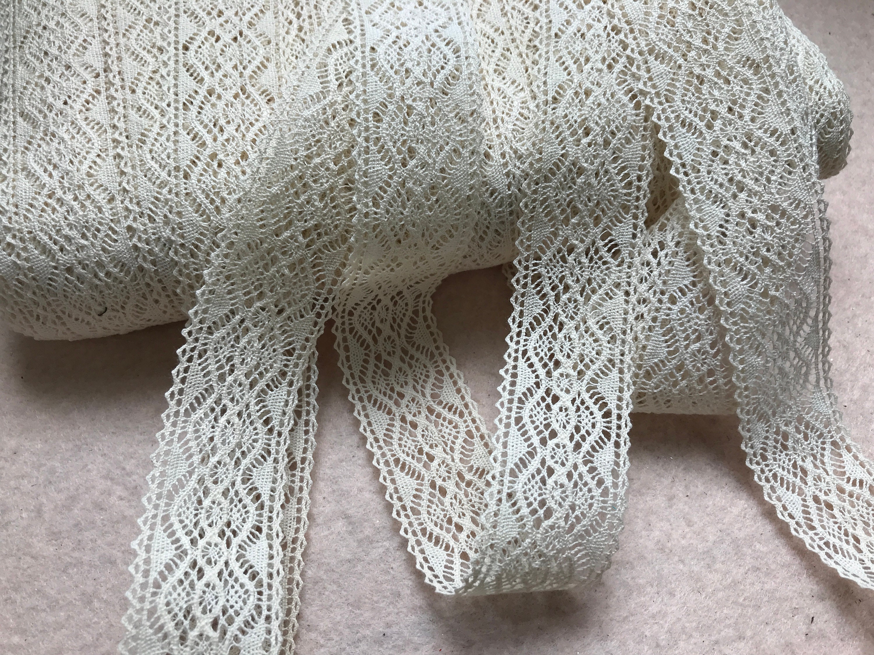 Ecru Cotton Lace Crochet Ribbon Lace Antique Insertion Lace | Etsy