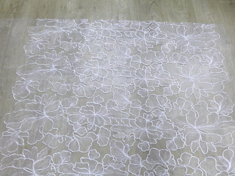 Exquisite Lotus Flowers Tulle Mesh Fabric in off White for - Etsy