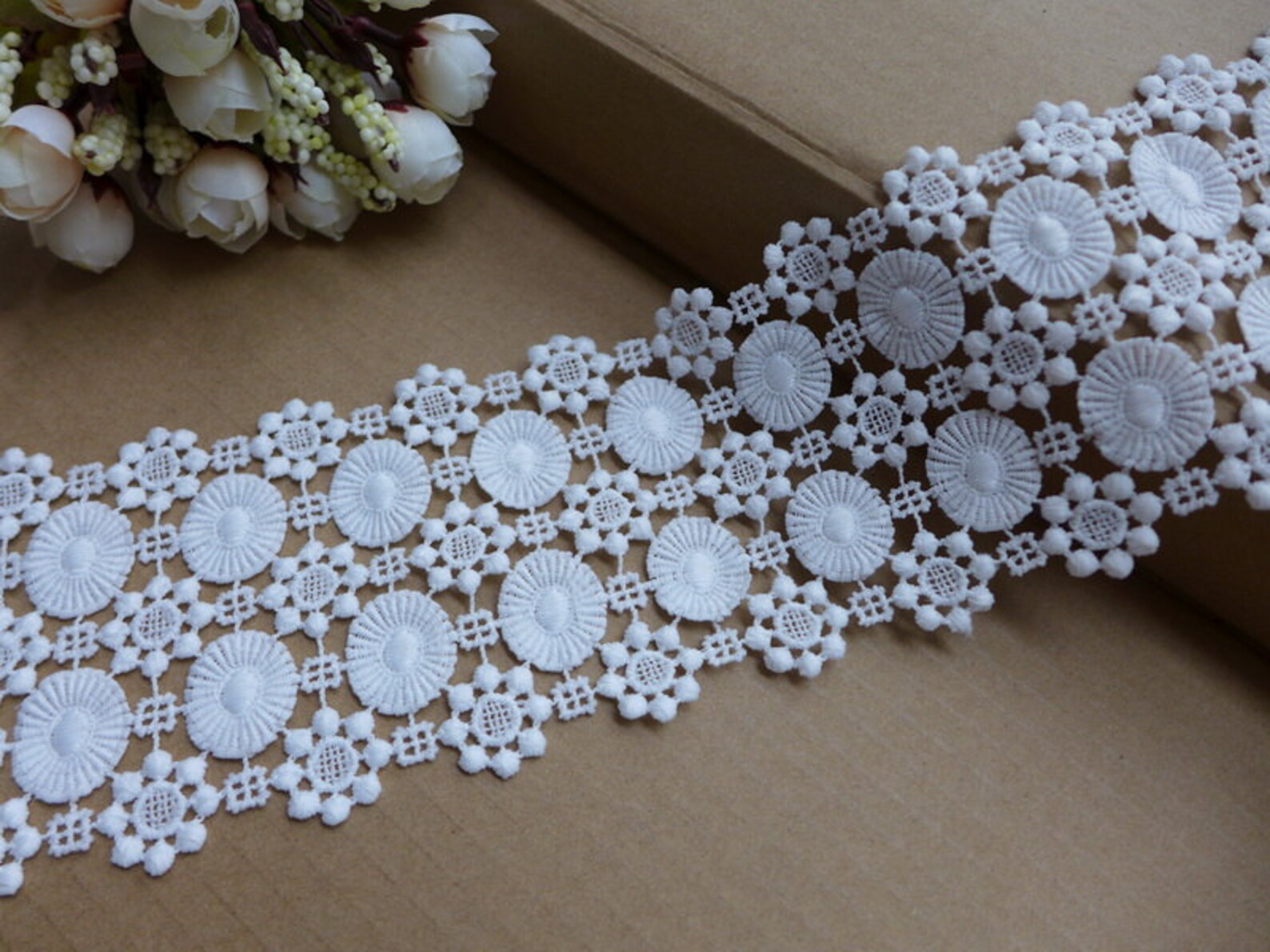 White Cotton Lace Trim Venice Lace Trim Round Dotted Lace 2 - Etsy