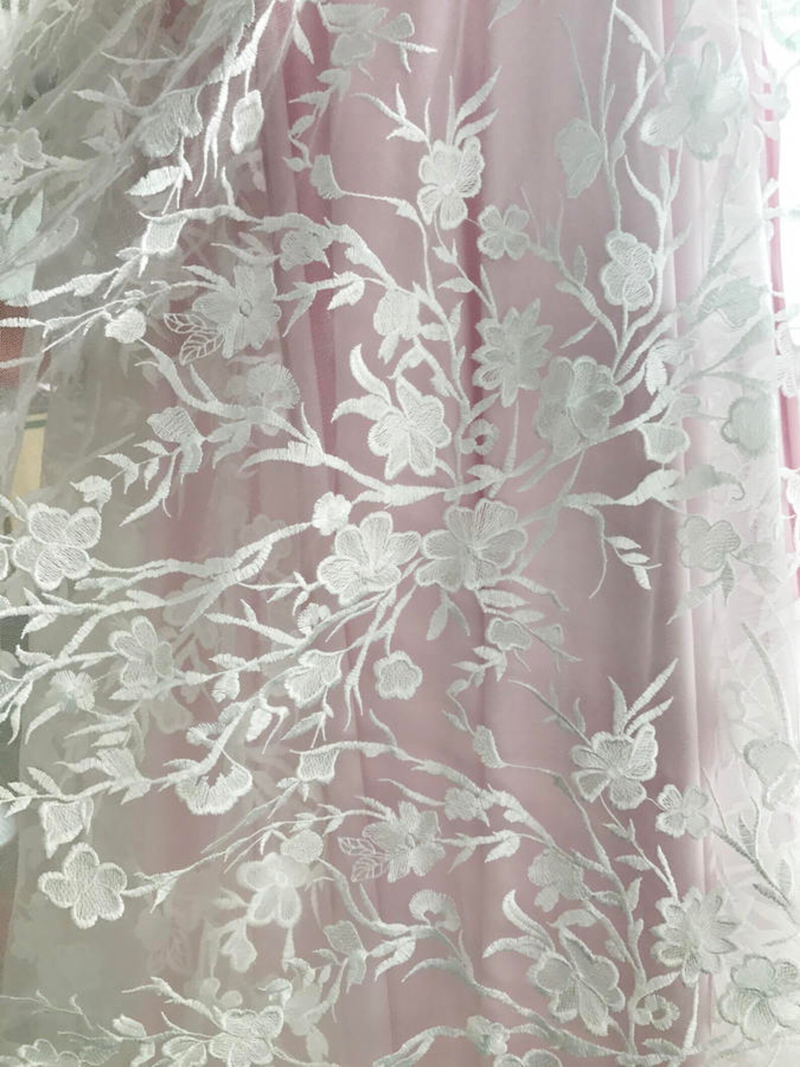 Ivory Floral Fabric Gorgeous Embroidery Blossom Wedding Dress | Etsy