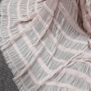Soft Stretch Frilly Fabric Light Pink Ruffled Chiffon Fabric for Ball ...