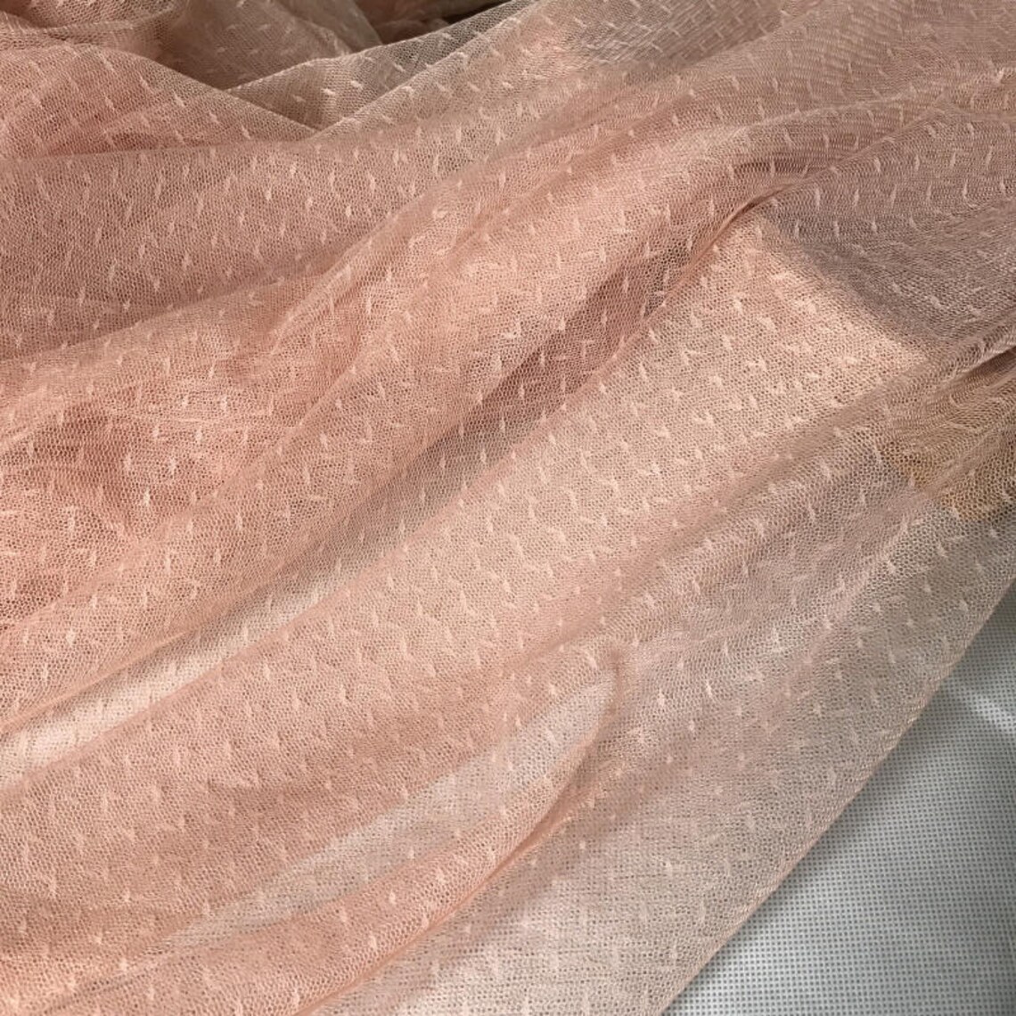 Peach Dotted Tulle Veil Lace Soft Tulle Fabric for Weddings, Baby ...
