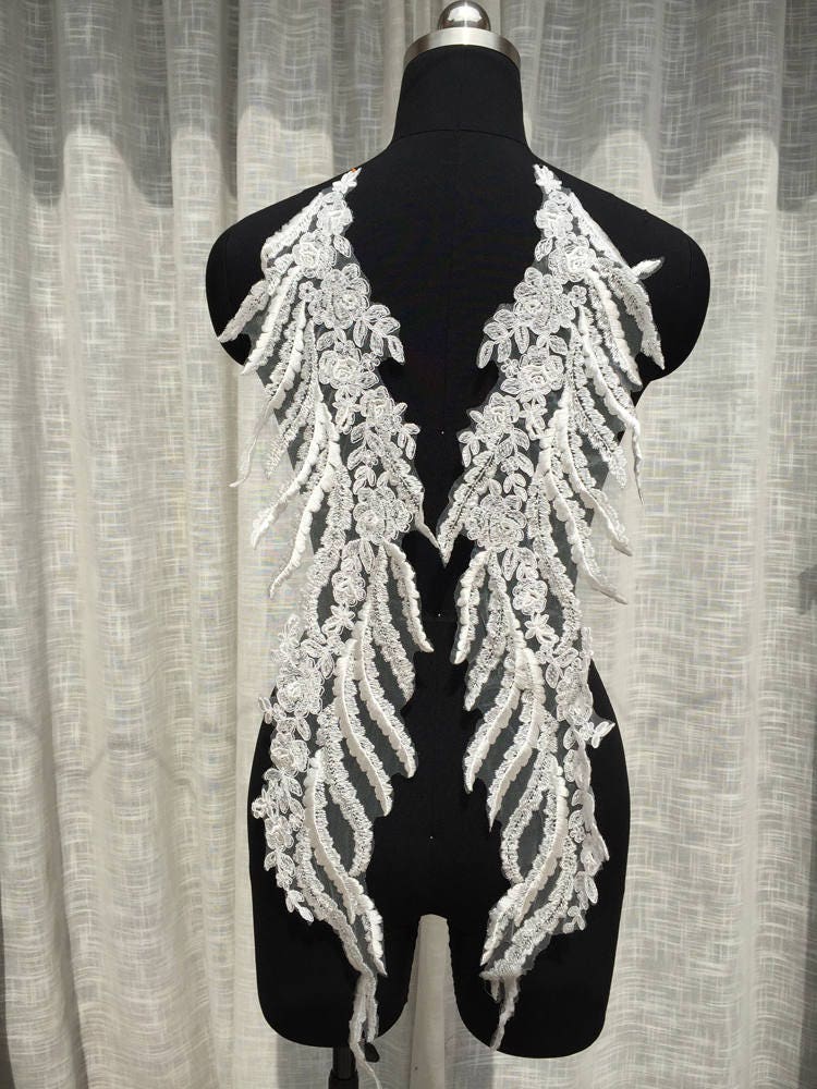 Chic Feather Style Embroidery Applique off White Lace - Etsy