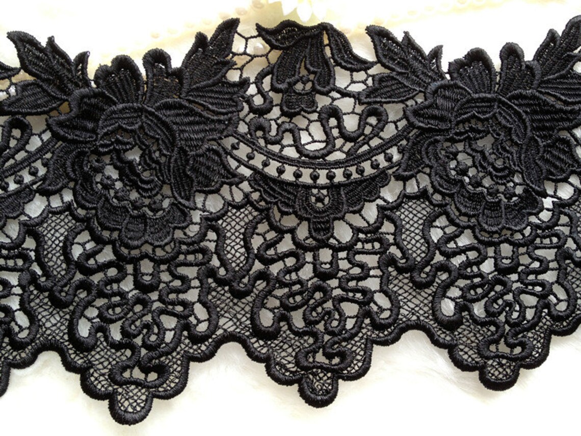 Beautiful Rose Lace Black Venice Lace Trim for Black Bridal - Etsy