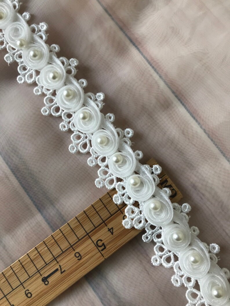 Pearls Lace Trim off White Venice Circle Trim Lace for Headbands, Veils ...