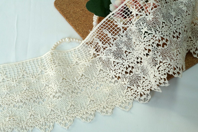 Cotton Trim Crochet Style Lace Trim Beige Cotton Scalloped Lace ...