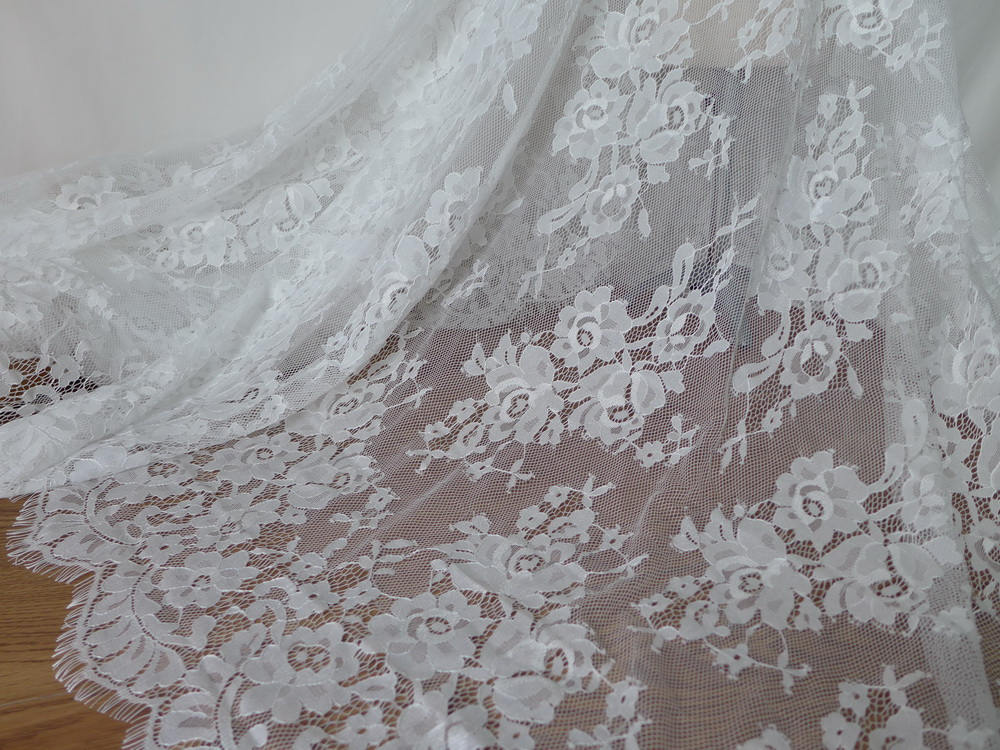 French Chantilly Lace Dress Fabric Elegant Floral Wedding | Etsy