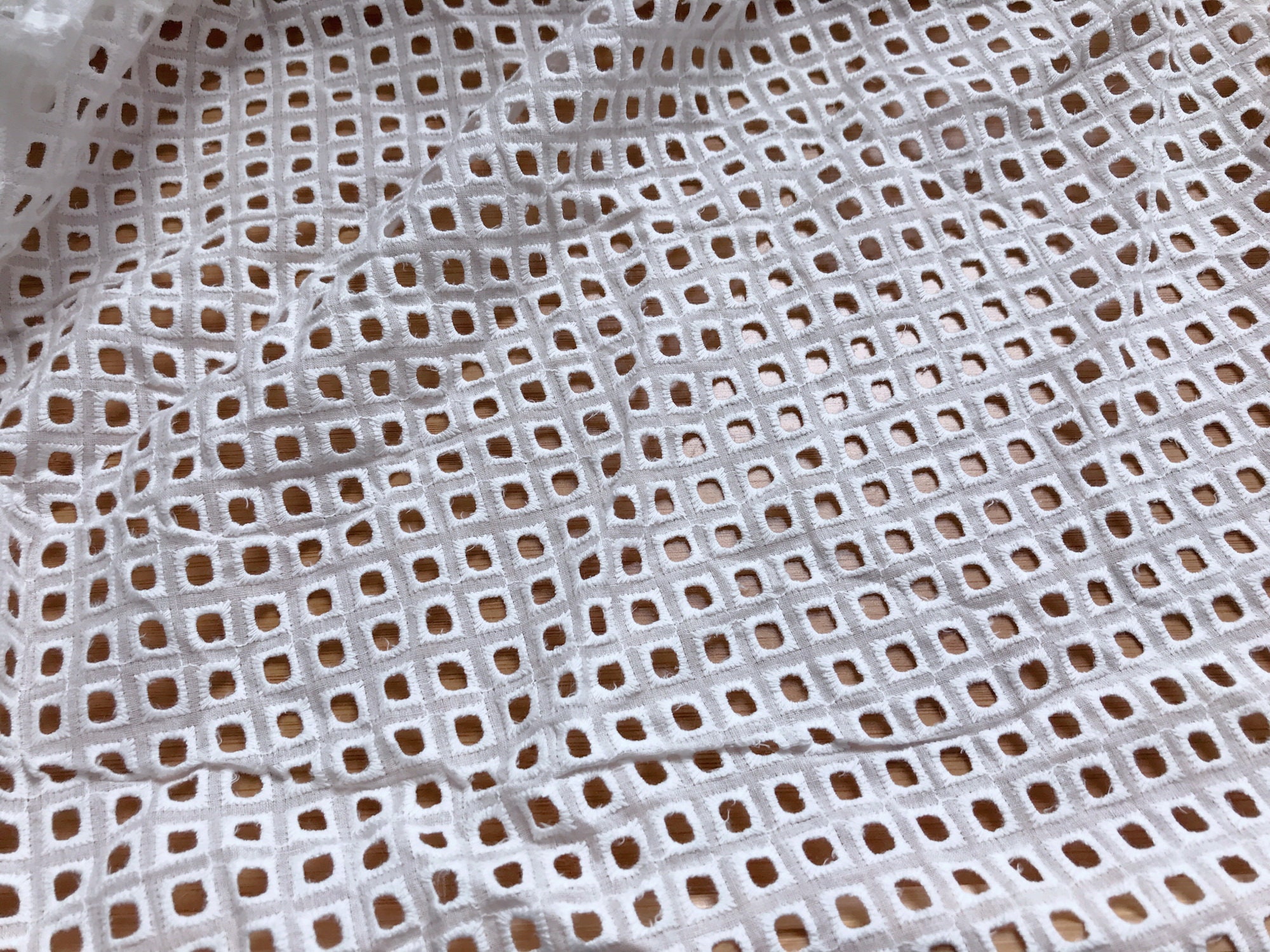 Cotton Fabric, off White Eyelet Cotton Fabric, Classic Eyelet Fabric ...