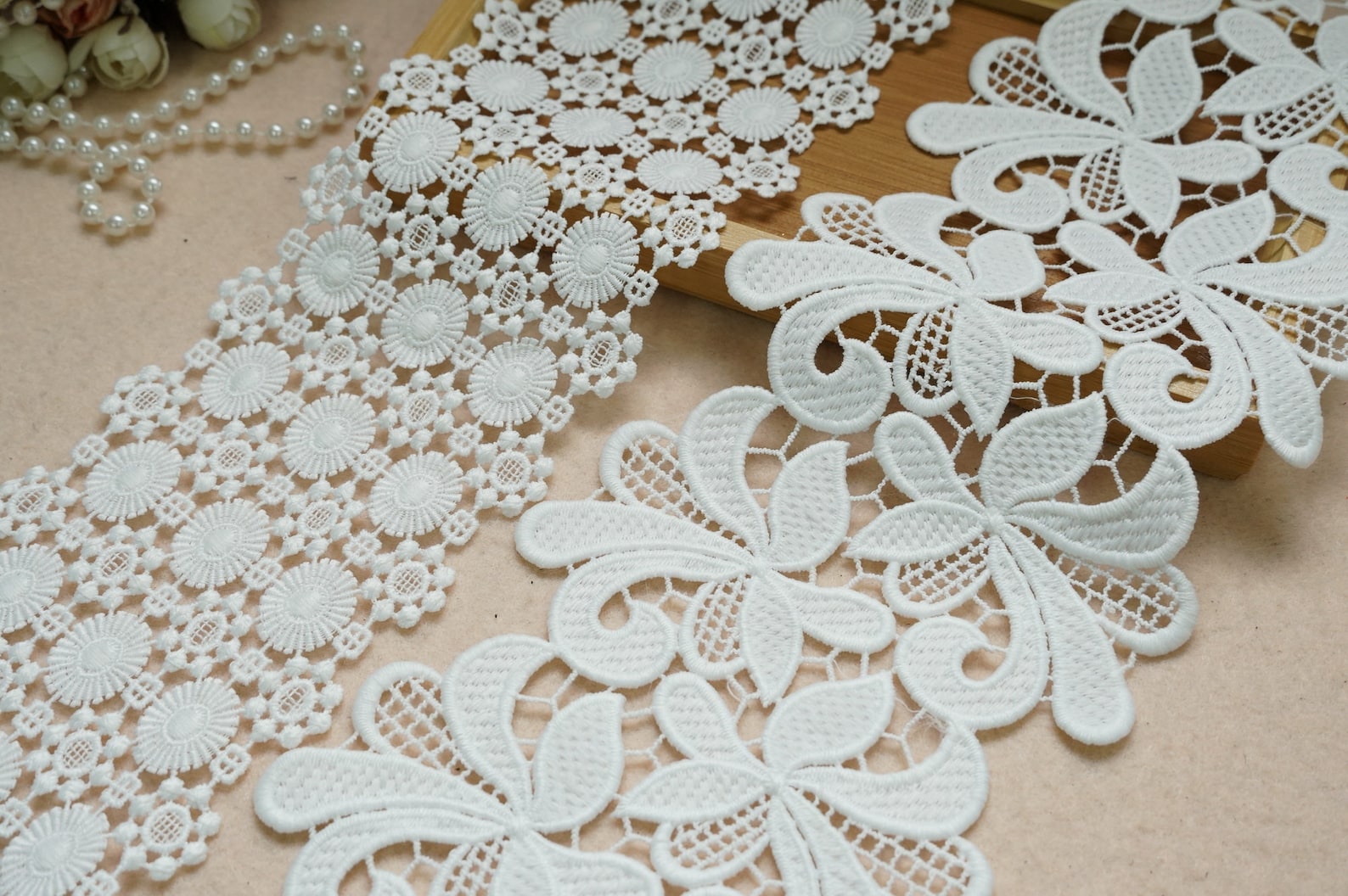 Venice Lace Circle Trimming Lace White Flower Lace Trim for - Etsy