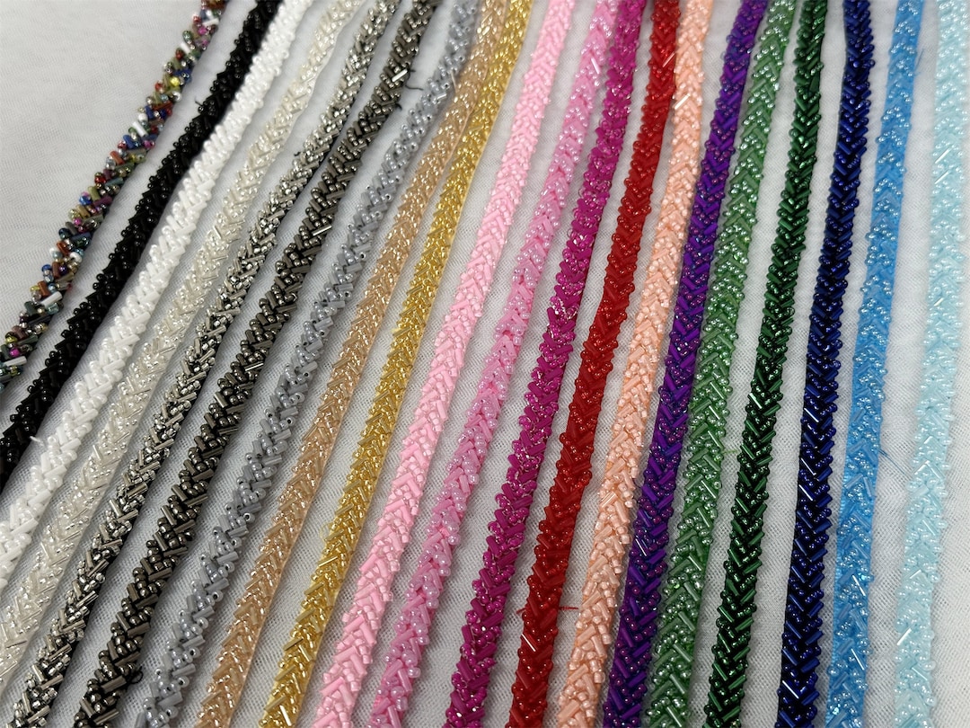 Exquisite Beaded Trim 0.2" Wide Wedding Beaded Lace for Gown Straps ...