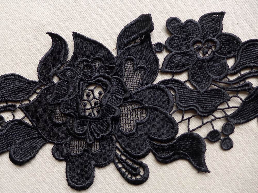 Black Venise Rose Trim Bridal Wedding Lace Trim Gorgeous - Etsy