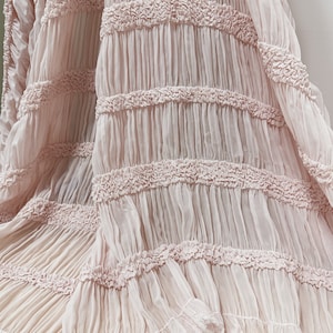 Soft Stretch Frilly Fabric Light Pink Ruffled Chiffon Fabric for Ball ...