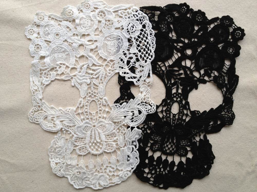 Lace Applique Skull Lace Appliques Cotton Lace Trim Costume - Etsy