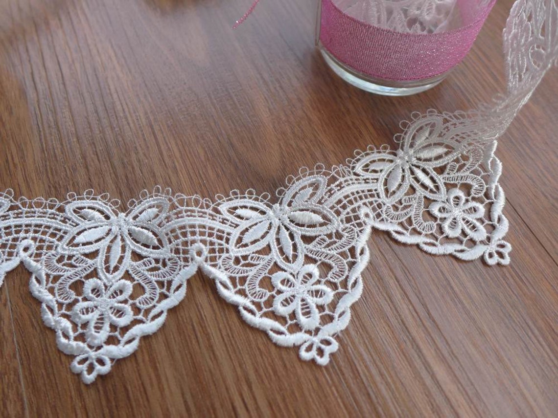 Beautiful Bridal Lace Trim Venice Hollowed Lace in White for | Etsy