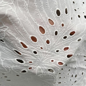 Cotton Eyelet Fabric off White Leaves Pattern 51" Wide Cotton Fabric ...